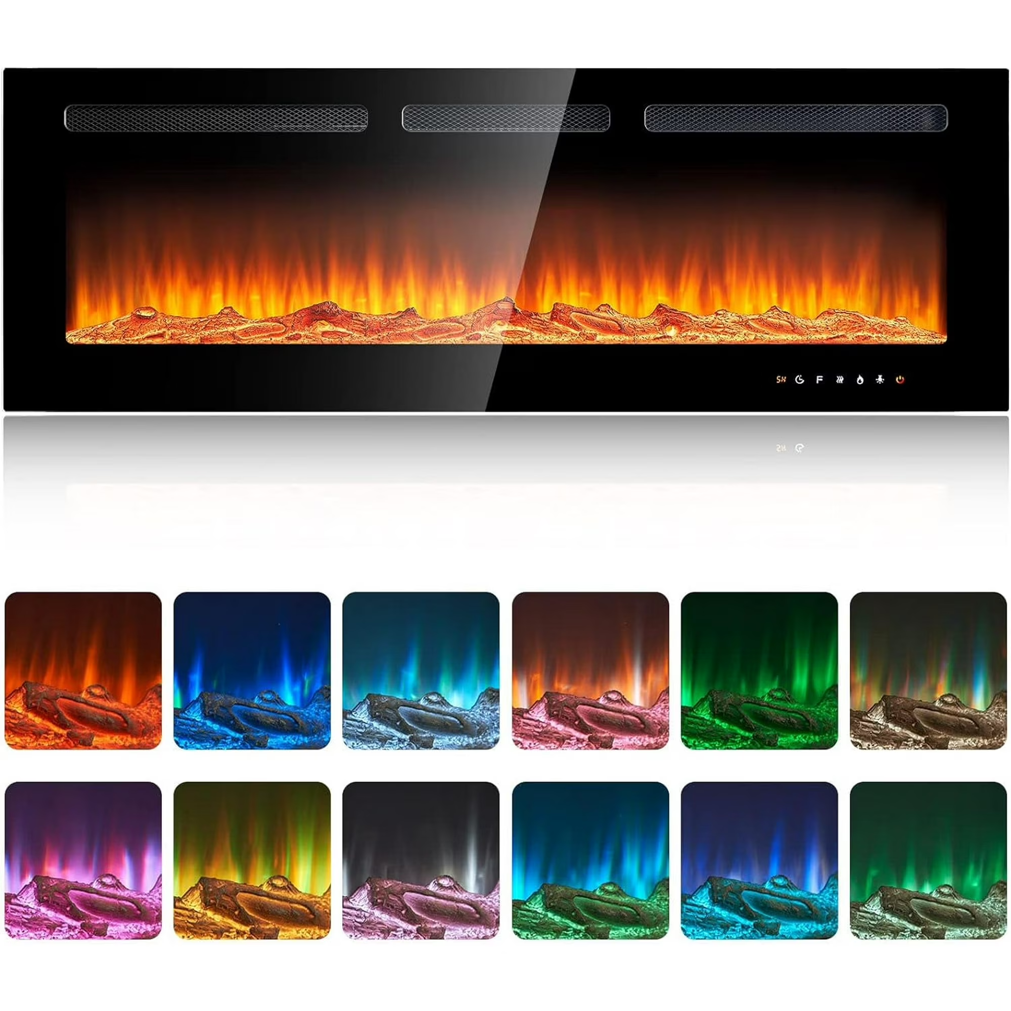 Easoger 50 inch Electric Fireplace, Recessed Wall Mounted Electric Fir ...