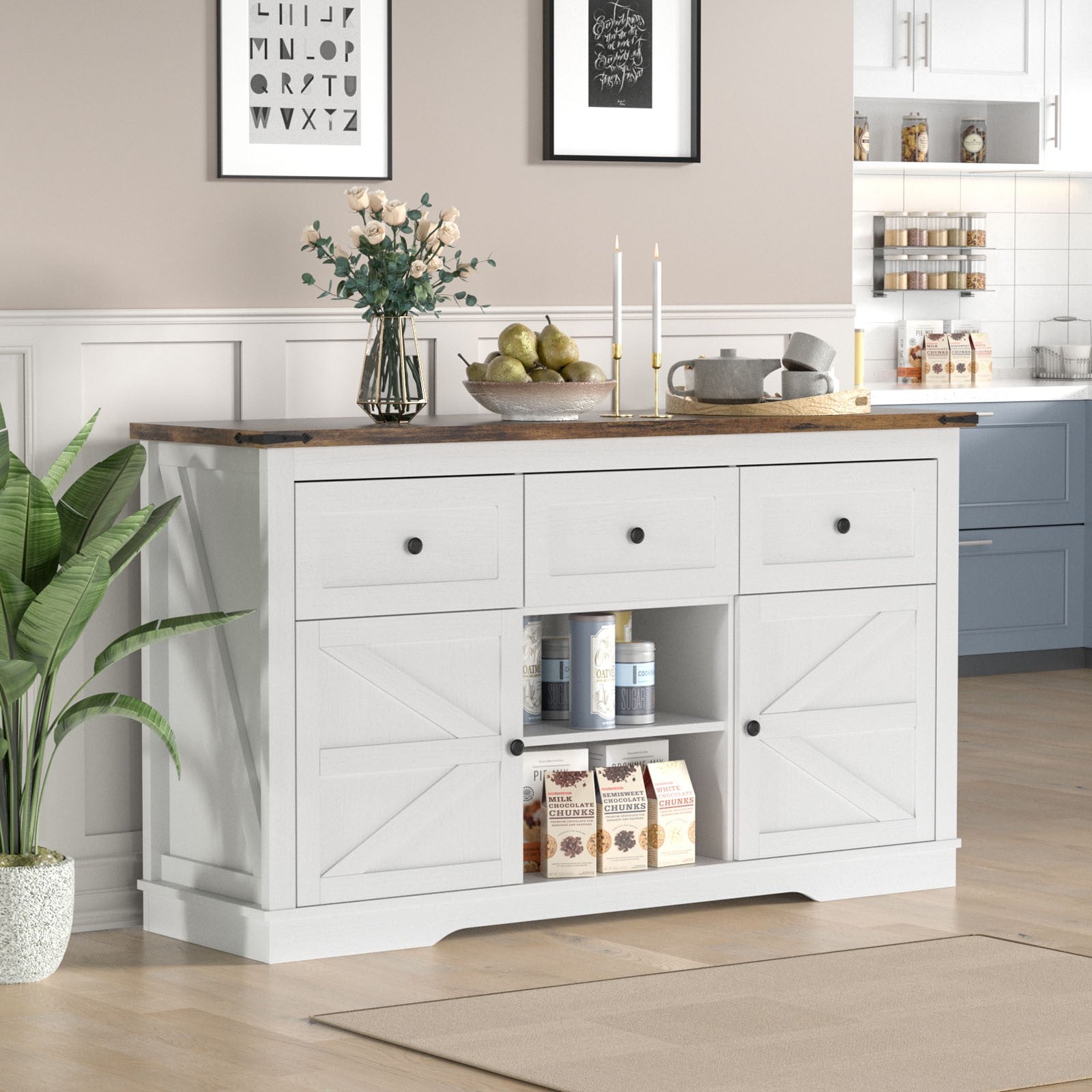 15" Farmhouse Bar Cabinet with Drawer & Storage Cabinet – ONEINMIL